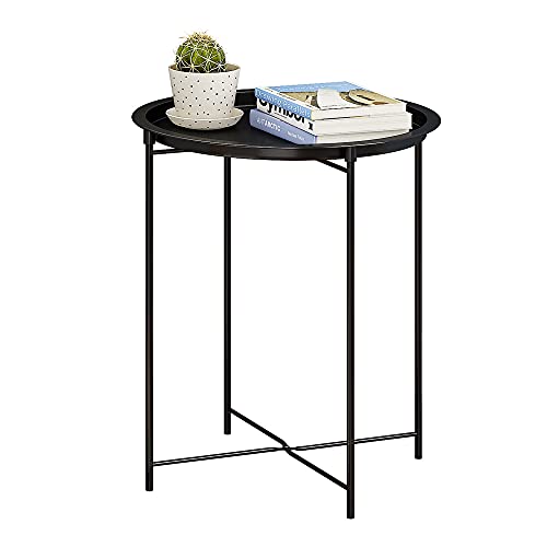 JERAOL Round Side Table Set of 2 with Storage, Metal End Table for Living Room Bedroom and Outdoor,Easy to Clean Strong and Durable Iron Sofa Table for Small Space, Easy Assembly