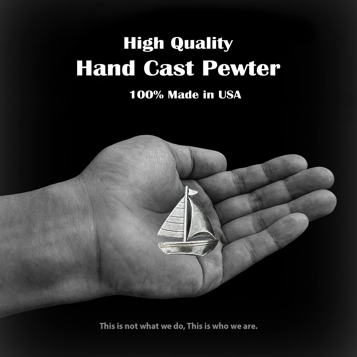 Handcrafted Antique Pewter Sailboat Magnet Gift for Personalizing Home Office Refrigerator Whiteboard Locker - Made in The United States - SKU A017MAG