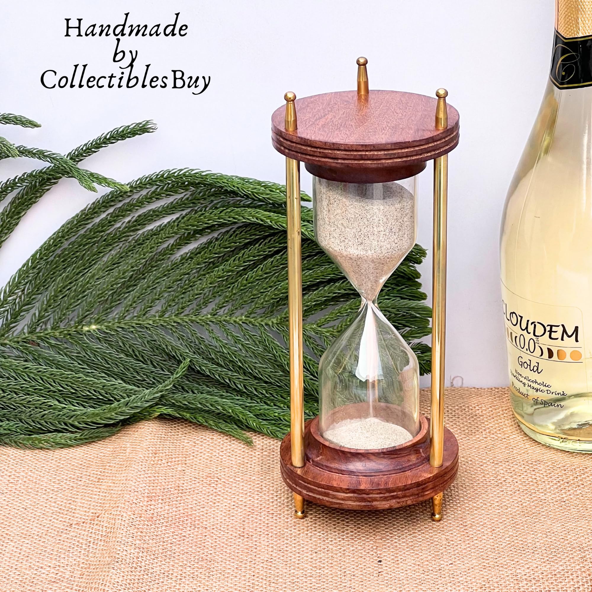 Handcrafted Unique Look Both Side Wooden Base Nautical Brass Tabletop Hourglass Marine Decorative Sand Timer Collectible Item