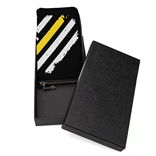 FunnyStar 911 Dispatcher Thin Gold Line Flag Women's Long RFID Hand Wallet Wristlet Clutch Purse PU Leather Handbag with Wrist Strap