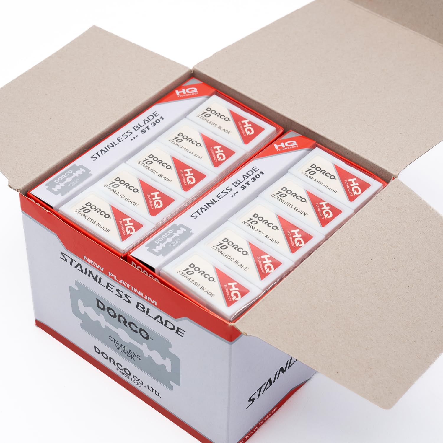 Dorco ST301 Platinum Double Edge Razor Blades - 1000 Blades (100x10) | 1 Case