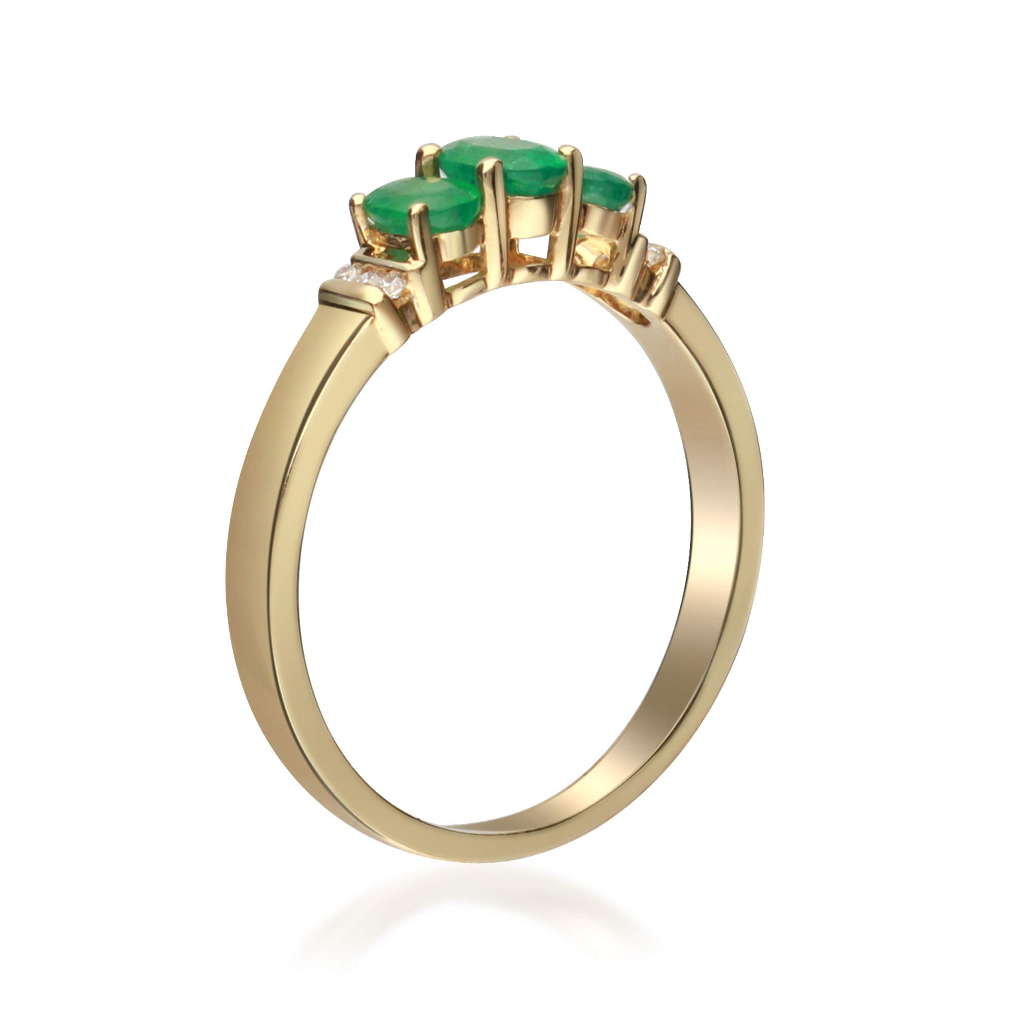Gin & Grace 14K Yellow Gold Natural Emerald Diamond (I1,I2) Propose Promise Ring for Women