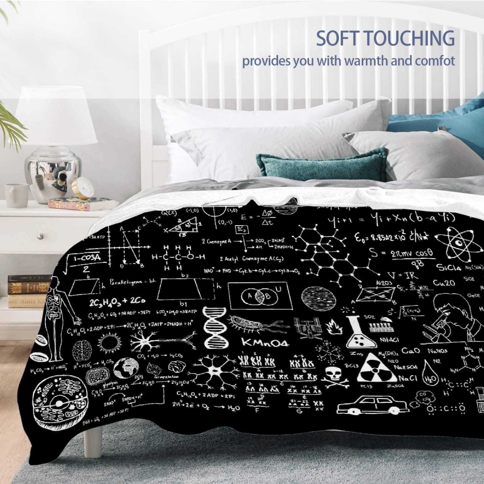 Science Formulas Chalkboard Math Physics Equation Blanket Flannel Throw Lightweight Super Soft Cozy Blankets for Couch Bed Sofa Chair, Gift for Birthday Thanksgiving Christmas 60"x50" for Teen