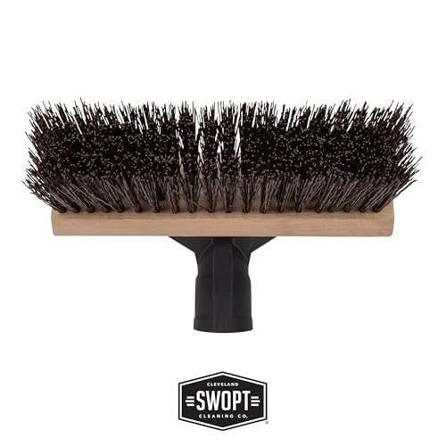 SWOPT 10” Premium Rough Surface Scrub Brush Head — Deck Brush for Rough and Textured Surfaces, Cleaning Head Interchangeable with All SWOPT Cleaning Products for More Efficient Cleaning and Storage