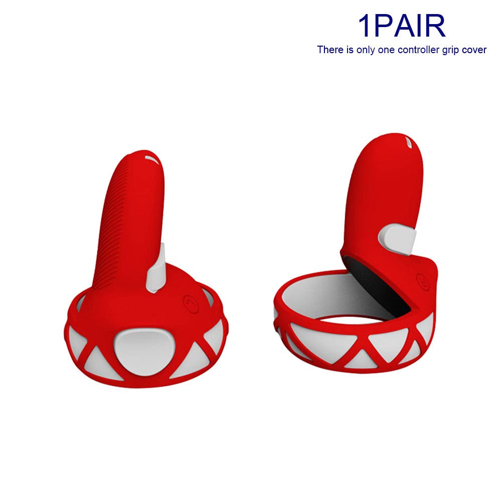 EKDJKK Controller Grip Cover Soft Scratch Proof Silicone Handle Grips Knuckle Straps VR Protective Sleeve for Oculus Quest 2(Red)