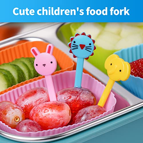 Silicone Lunch Bento Box, 52 Pack Bento Lunch Box Bundle Dividers with Food Picks Lunch Accessories, Durable, Reusable, BPA-Free, Freezer and Dishwasher Safe