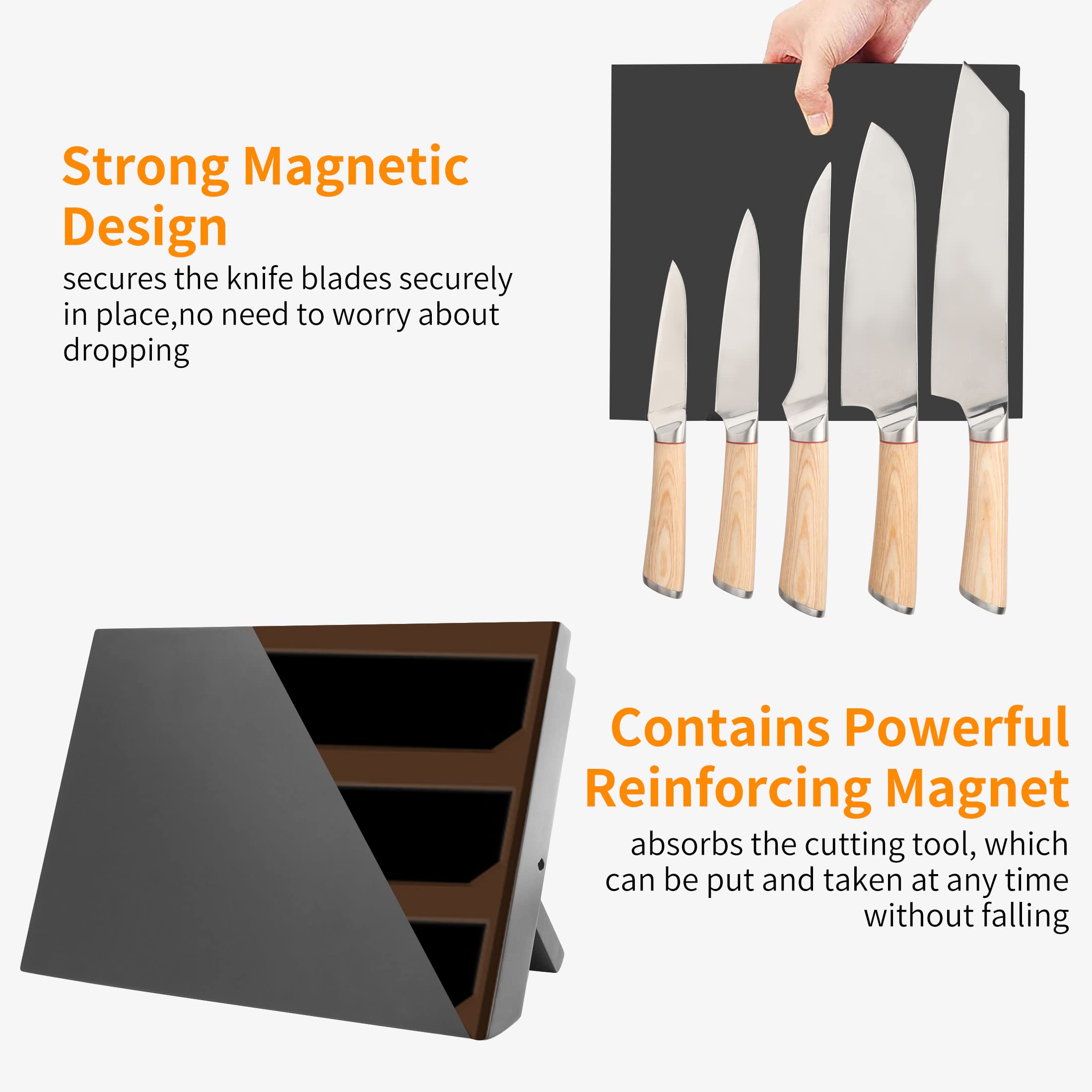 Magnetic Knife Block,Kitchen Knife Holder,Natural Solid Wood Material,Foldable Universal Knife Tool Display and Placement Stand Rack for Knife Organize and Storage,Powerful Enhanced Magnet