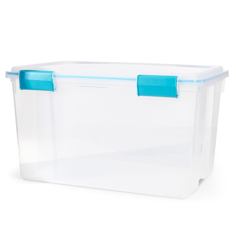 ODEENE for Sterilite 54 Quart Gasket Box, Stackable Storage Bin with Latching Lid, 4 Pack