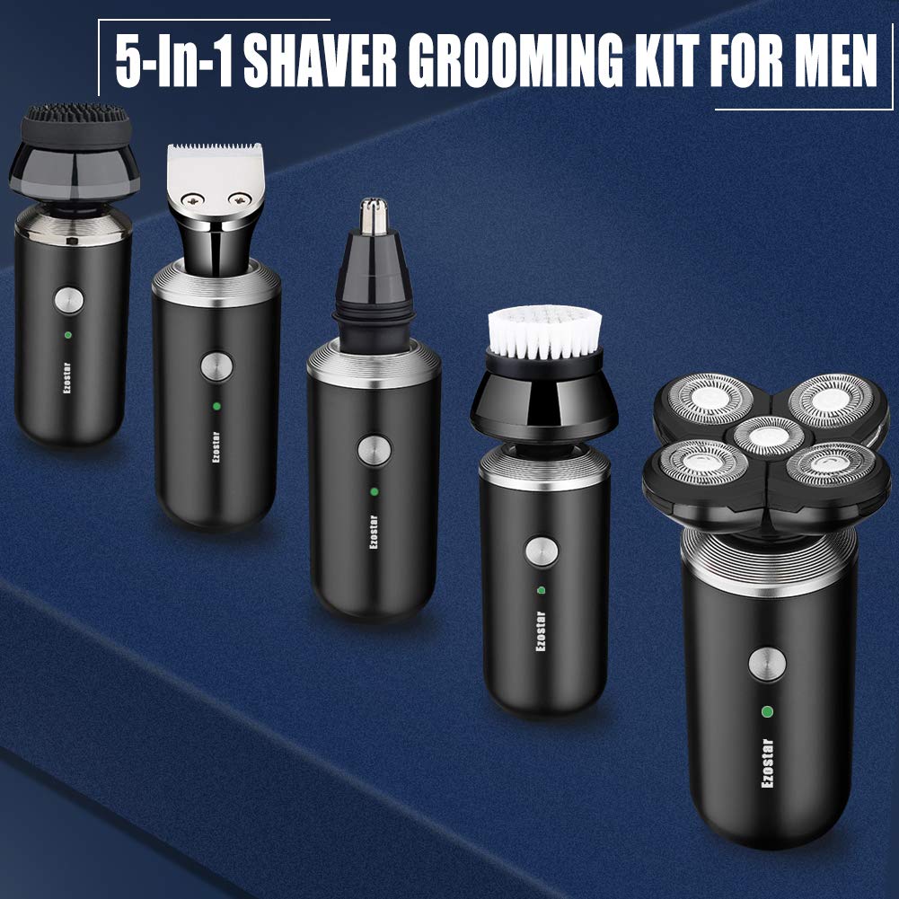 Ezostar Rotary Shavers Electric Razor for Men Bald Head Cordless Waterproof USB Rechargeable Grooming Kit with Nose Beard Trimmer Hair Clippers&Facial Cleaning Brush