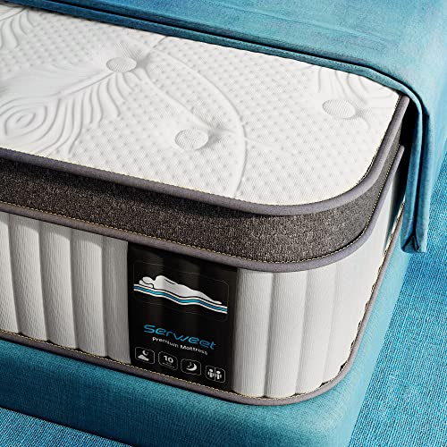 Serweet 8 Inch Memory Foam Hybrid Twin Mattress - Heavier Coils for Durable Support - Pocket Innersprings for Motion Isolation - Pressure Relieving - Medium Firm - Made in North America