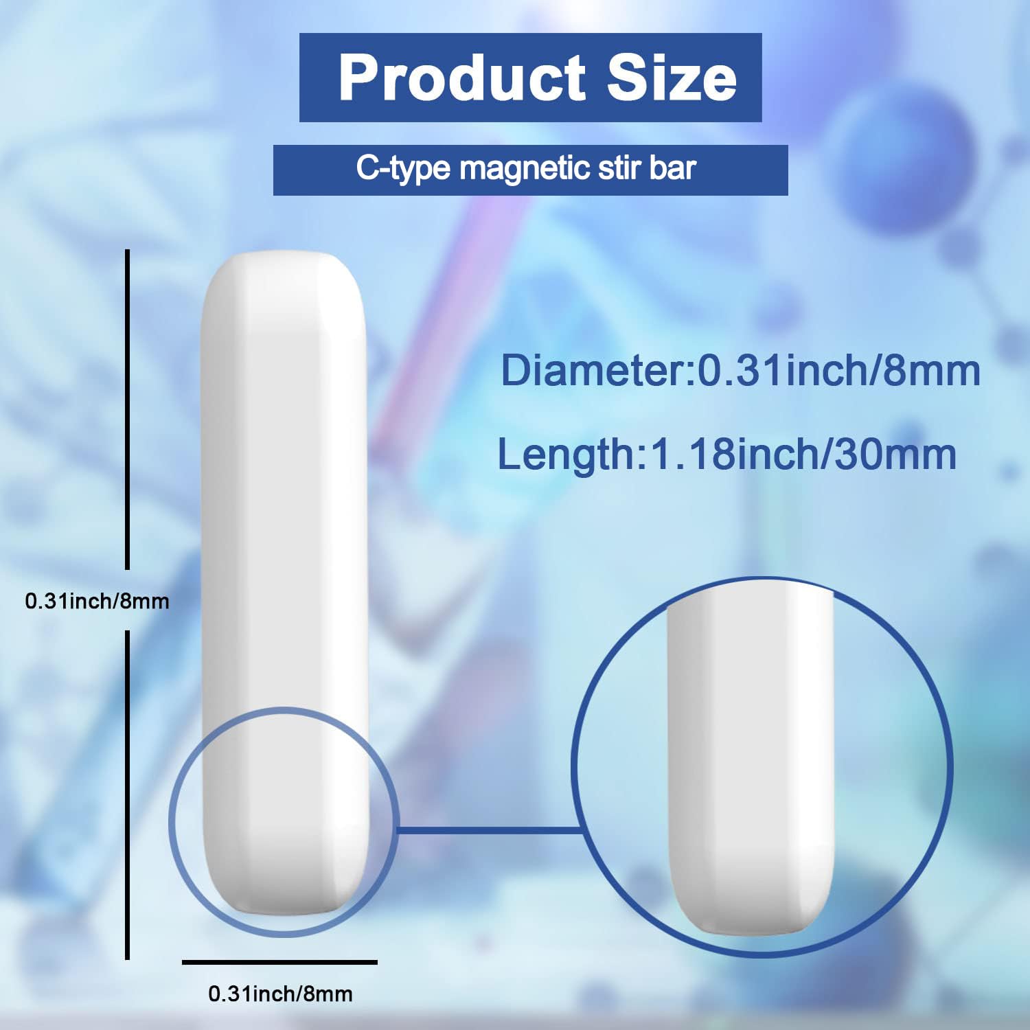 Magnetic Stirrer Mixer Stir Bar,6Pcs 30mm(1.18 inch) PTFE Magnetic Stir Bar,White Color,Laboratory Bar,Stir Plate Bar,Stir Bars…