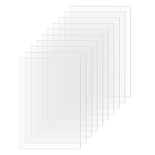 SimbaLux Acrylic Sheet Clear Plexiglass 4” x 6” 0.04” Thick (1mm) Pack of 10 Transparent Plastic Plexi Glass Board with Protective Paper for Photo Frame Replacement, DIY Display Projects, Craft
