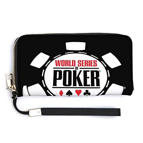 FunnyStar Wsop Poker Women's Long RFID Hand Wallet Wristlet Clutch Purse PU Leather Handbag with Wrist Strap