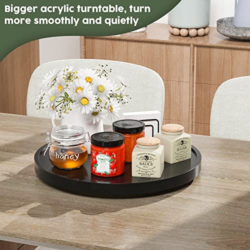 Lazy Susan Organizer, 13.2 Inch Non-Skid Bamboo Lazy Susan for Kitchen Table cabinets Closets and Kitchen Islands, Wood Turntable for Kitchen Countertop Organizer Black