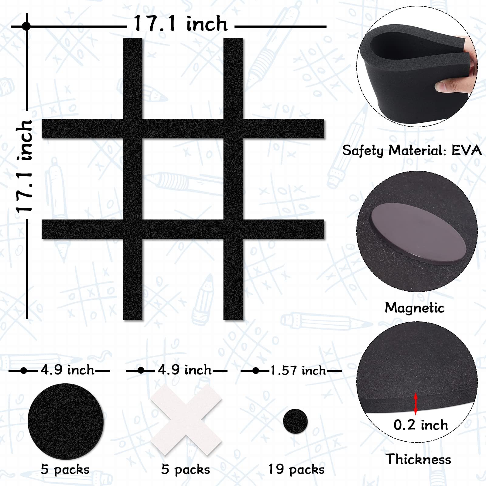 Magnetic Tic Tac Toe Wall-Mount Game