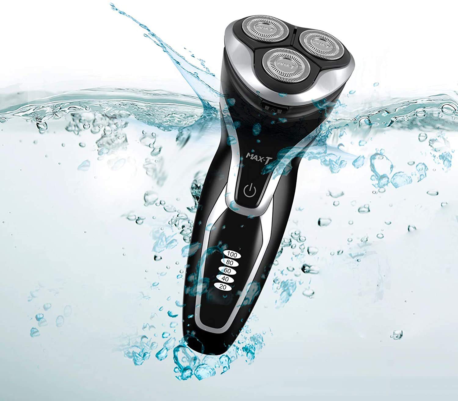 MAX-T Men Electric Razor, Rechargeable Wet & Dry Rotary Electric Shaver for Men (Blue)