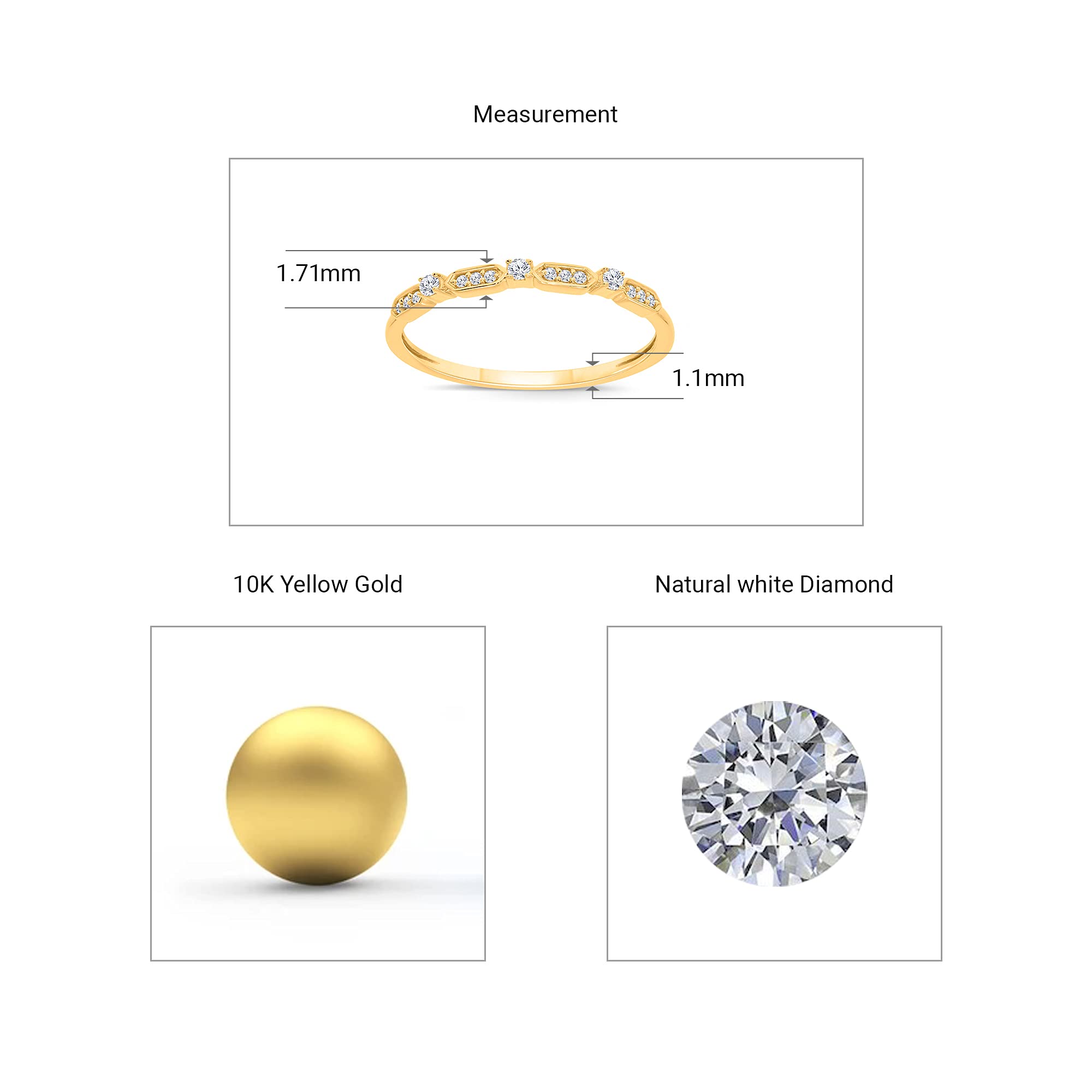 Elmas 1/10ct Round White Diamond 10K Yellow Gold Twisted Band Ring for Women