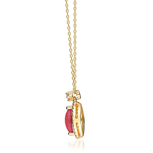 Gin & Grace 10K Yellow Gold Mozambique Genuine Ruby Pendant with Diamonds for women | Ethically, authentically & organically sourced (Marquise-cut) shaped Ruby hand-crafted jewelry for her