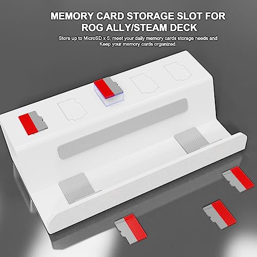 JOYTORN Stand Base Holder for ASUS Rog Ally/Steam Deck,Frosted Aluminum Alloy Playstand with SD Card Slots,Anti-Slip Silicone Pad-White