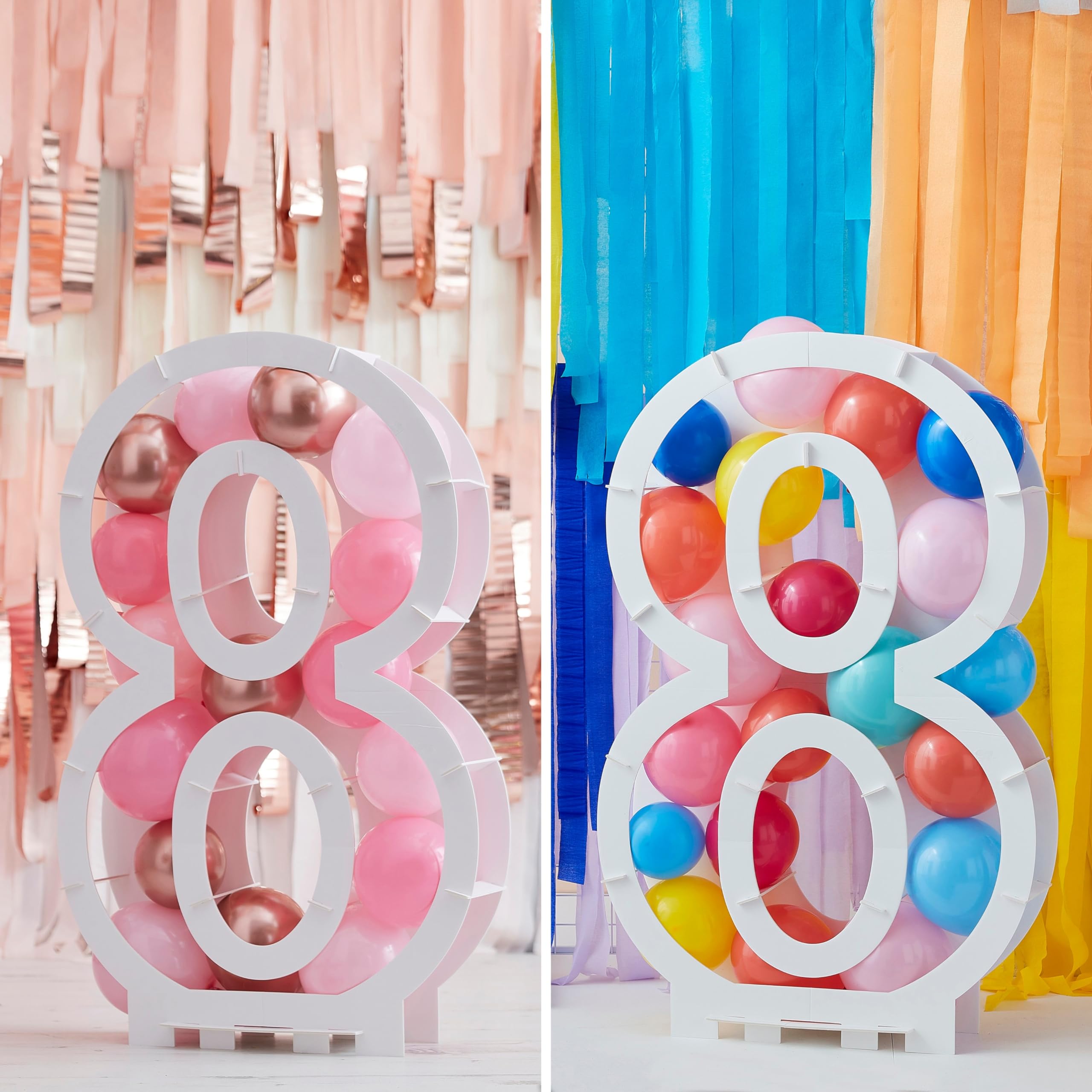 Ginger Ray Balloon Mosaic Number 8 Birthday Party Decoration,Rose Gold,rainbow