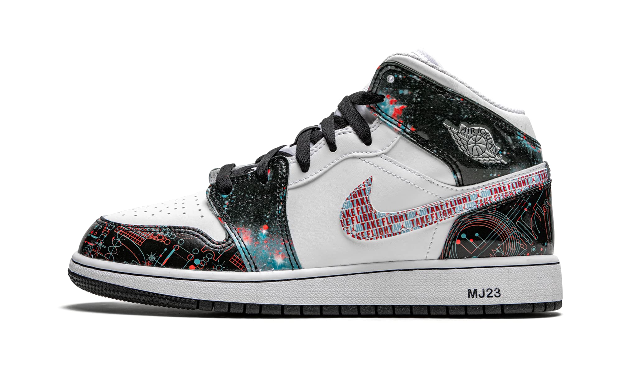 Nike Youth Air Jordan 1 Mid Se GS, White/Bright Crimson-blue Hero, 4 Big Kid
