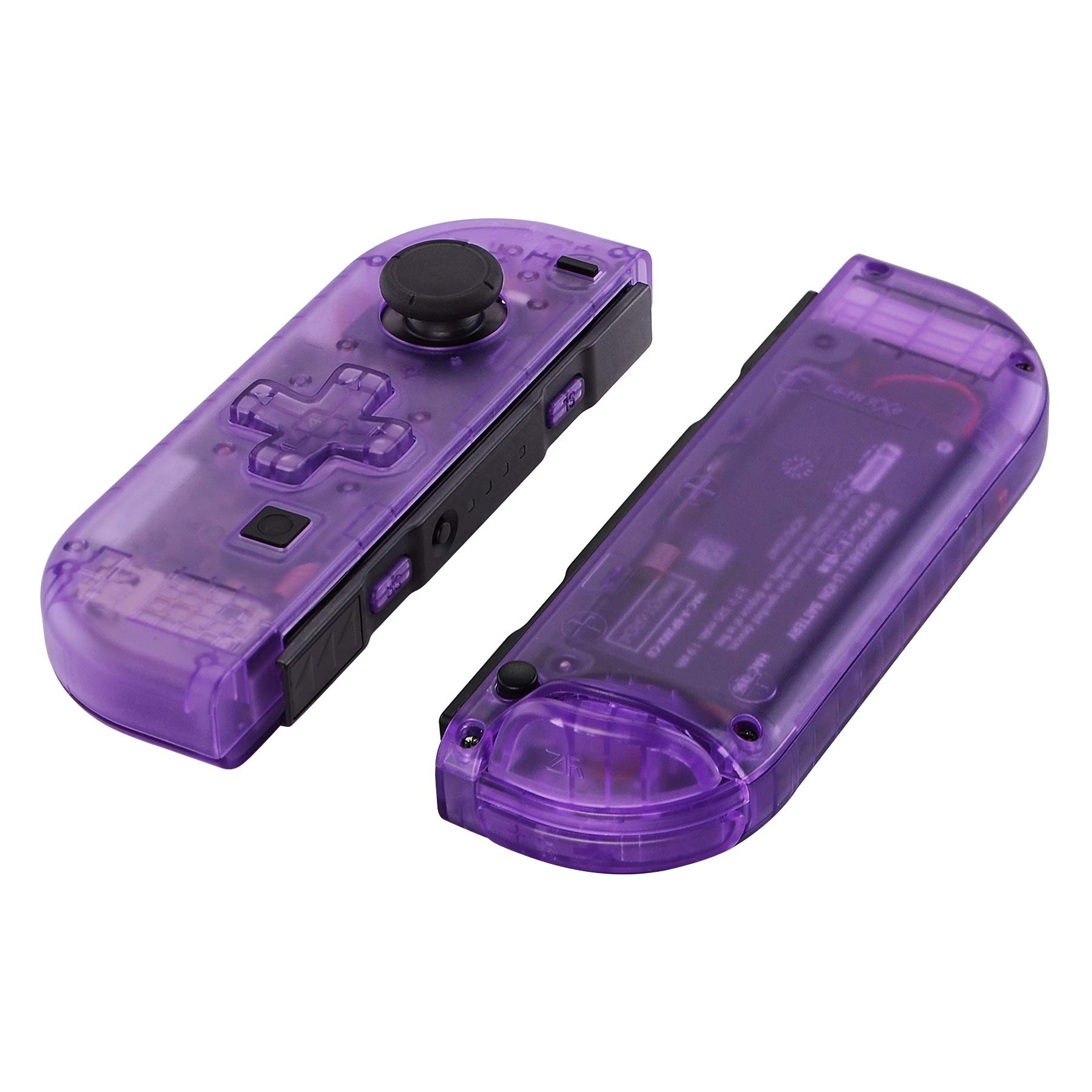 eXtremeRate Clear Atomic Purple Joycon Handheld Controller Housing (D-Pad Version) with Full Buttons, DIY Replacement Shell Case for Nintendo Switch & Switch OLED Joy-Con β Console Shell NOT Included
