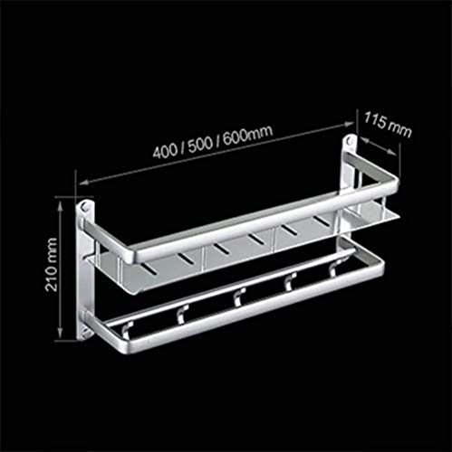 SilteD Shelf Space Aluminum Bath and Kitchen Towel Rack Multifunctional Shelf with Double Towel Rails Mounted on The Wall Tower Hanger/40Cm