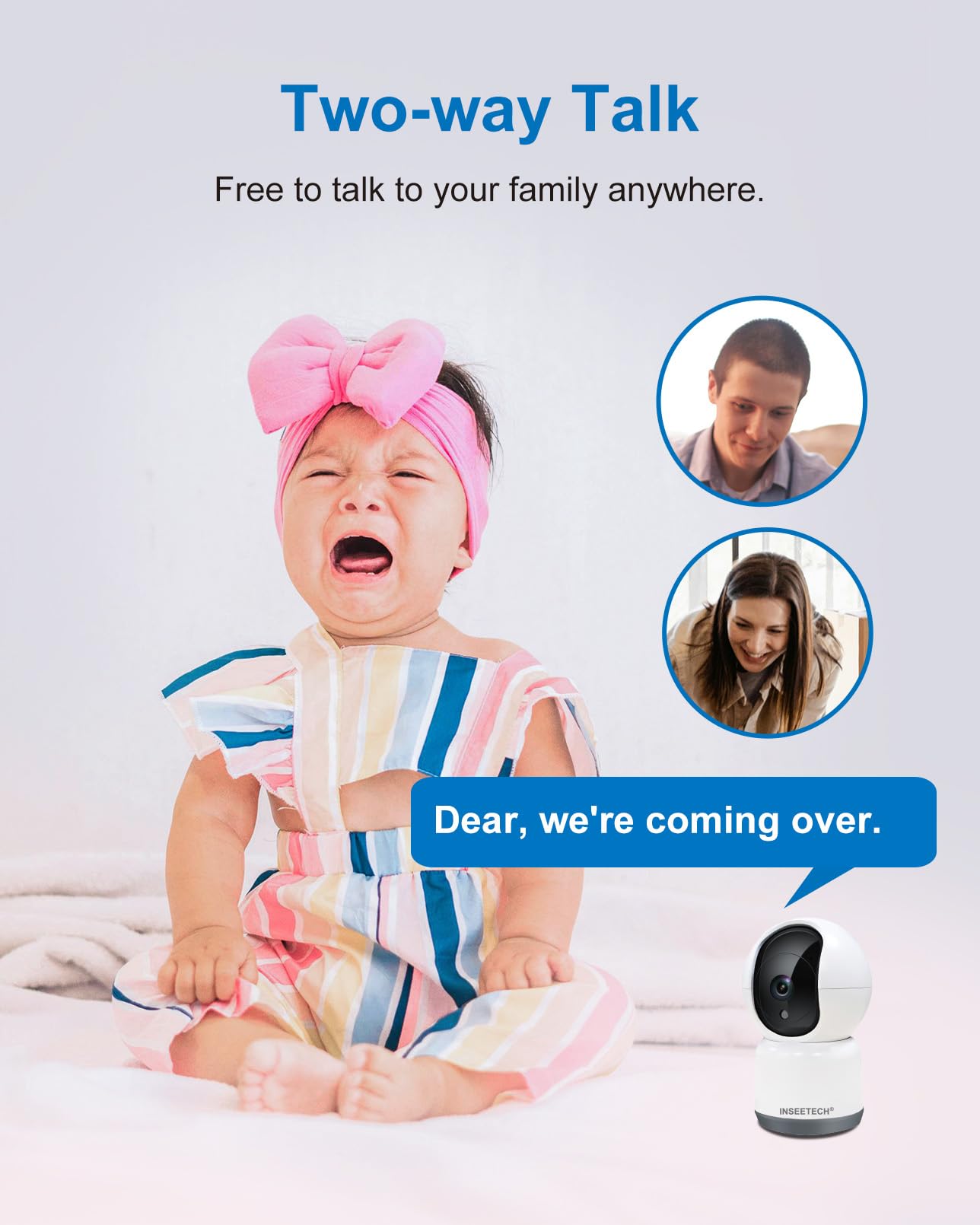 INSEETECH 4MP Wireless Indoor Security Camera, 2.4GHz WiFi for Home, Baby, Pet Monitoring. Motion Detection, Auto Tracking, 2-Way Talk, Tuya App. Ideal for Home Security. (One Kits-2.4GHz Camera)