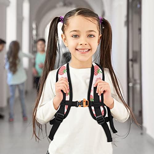 Kids Backpack for Girls Strawberry Cute Pink Toddler Bags Children Preschool Kindergarten Small Chest Strap 3-8 Years Old