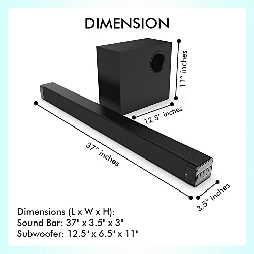 Technical Pro 500 Watts LED Color Changing Soundbar with Subwoofer | Powerful Sound Bar for TV, Home Theatre | Bluetooth Enabled, Black