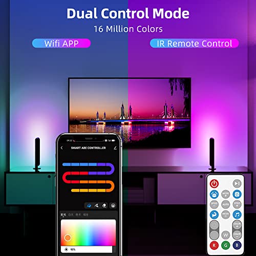 Smart LED Light Bars 2 PCS, Light Bar Dimmable Color Changing with Music Sync, Ambient Lighting Compatible with Alexa and Google Assistant, Gaming Lights with WiFi APP