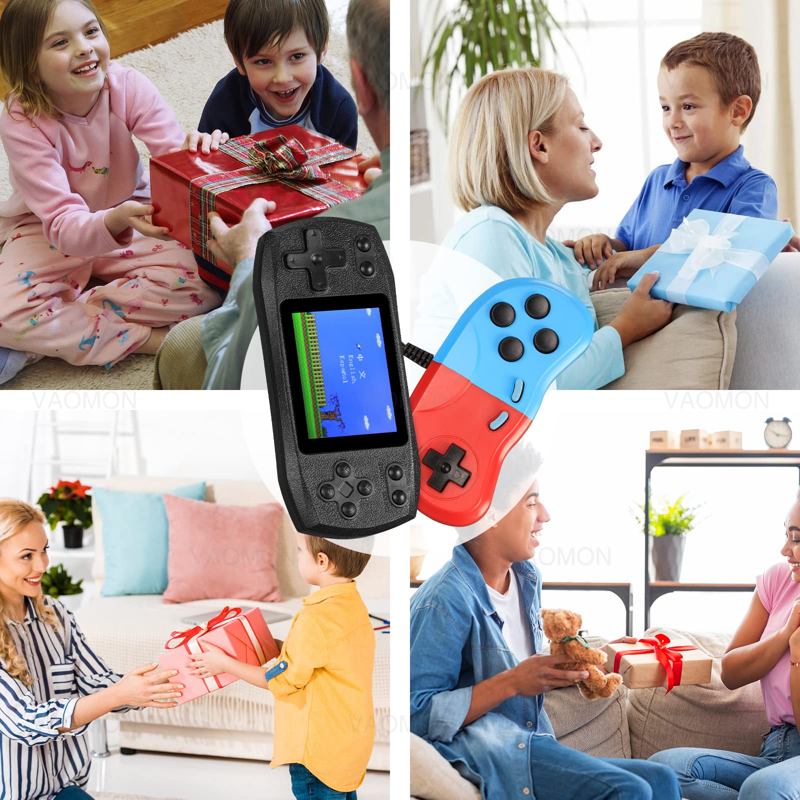 Handheld Game Console - Vaomon Handheld Games for Kids,620+ Classical FC Games,Retro Handheld Game Console with Portable Shell,Rechargeable Video Game Support Connecting TV &2 Players(Premium Black)