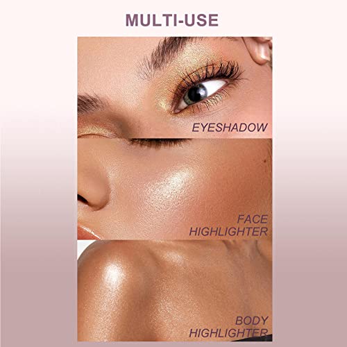 Face Contour Highlighter Palette, Shimmer Highlighter Powder Makeup, Smooth Longlasting Shiny Face Blush Cheek Blush, Baked Glow Illuminator for Face & Body (#02)