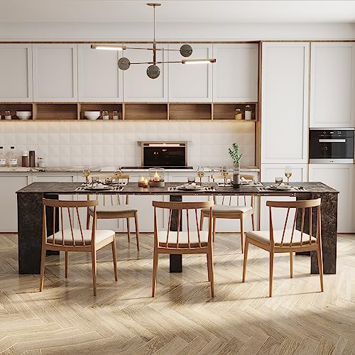 Pvillez Extendable Dining Table, 118.5" Modern Rectangular Extendable Table, Wooden Kitchen Table Dining Room Table, Long Desk Table Large Console Table Office Table for 6 8 10 12 People (Marble)