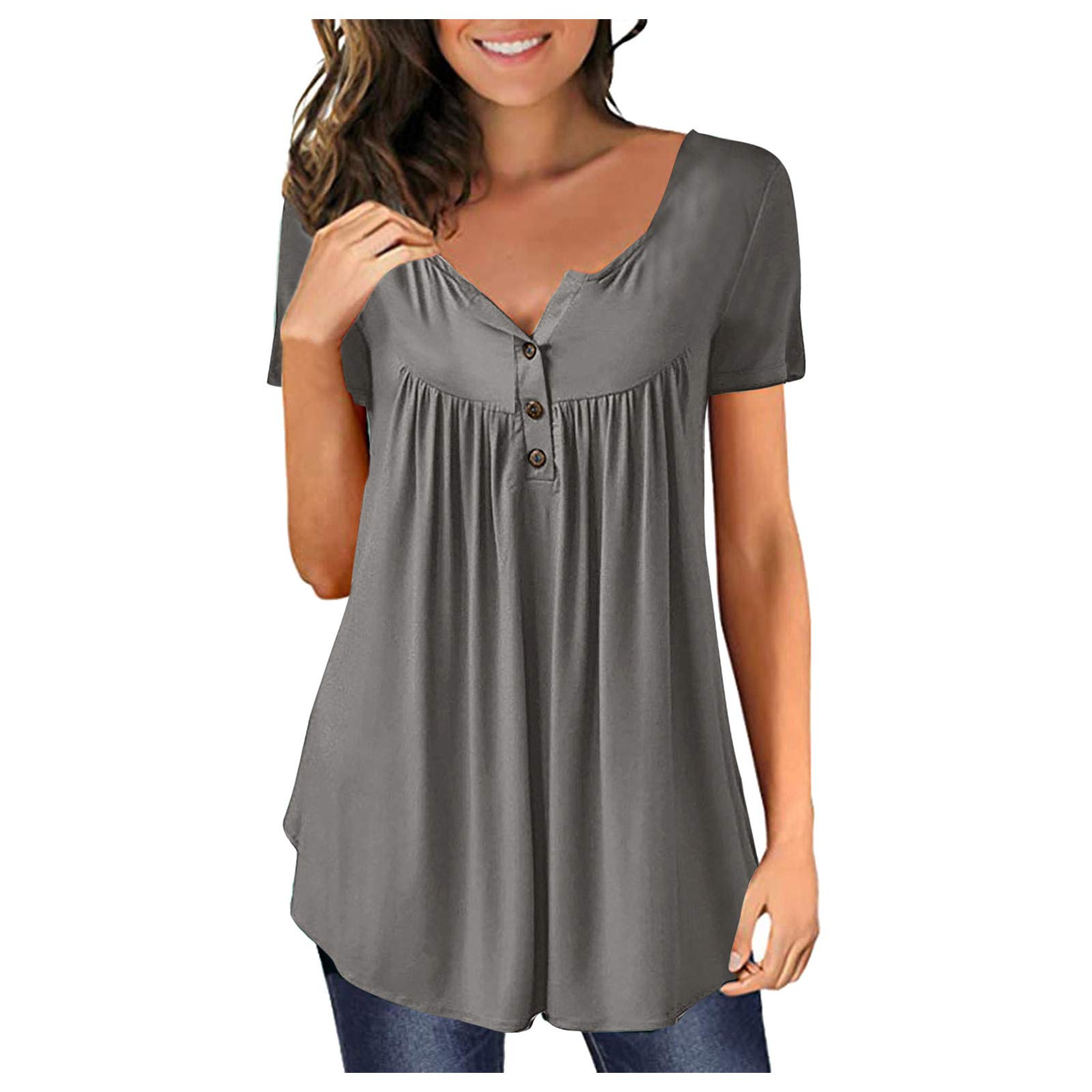 Fupinoded White Shirts for Women Women's Long Sleeve Lapel Half Zip Up Sweatshirt Solid Stylish Loose Fit Casual Pullover Tops A3