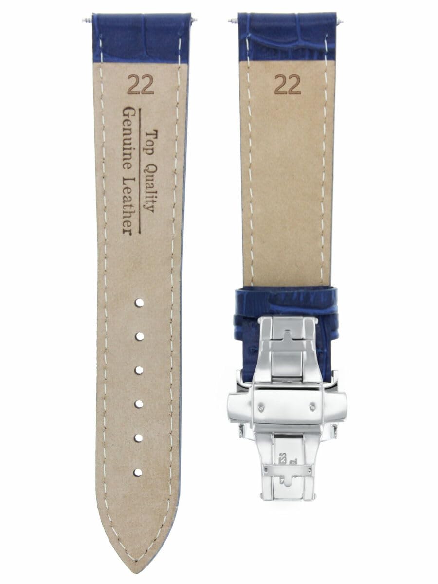Ewatchparts 22MM BLUE LEATHER WATCH BAND STRAP FOR MENS IWC PILOT PORTUGESE WATCH + CLASP