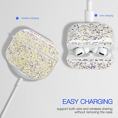 Tucana Cute Shining Airpods Pro Case for Women and Girls, Bling Glitter Hard Case Compatible with Apple Airpods Pro Charging Case (Gold)