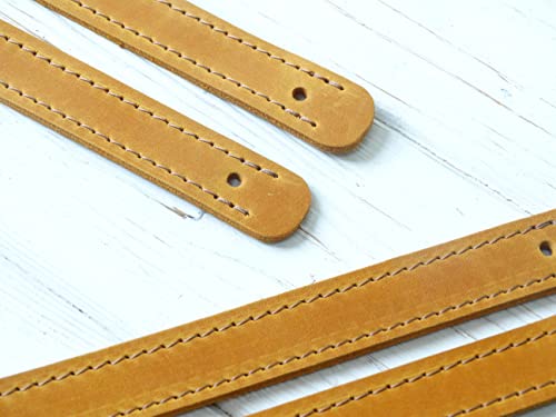 Handmade Leather Handles and Drawer Pulls (Caramel) - 4pcs
