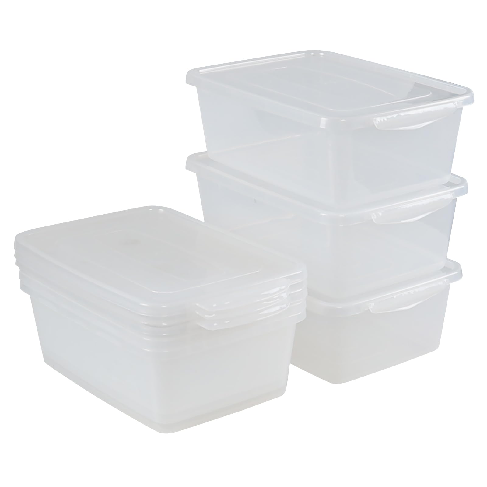 Morcte 6 Pack Clear Plastic Storage Bins, 8 L Plastic Storage Containers with Lidsm, F