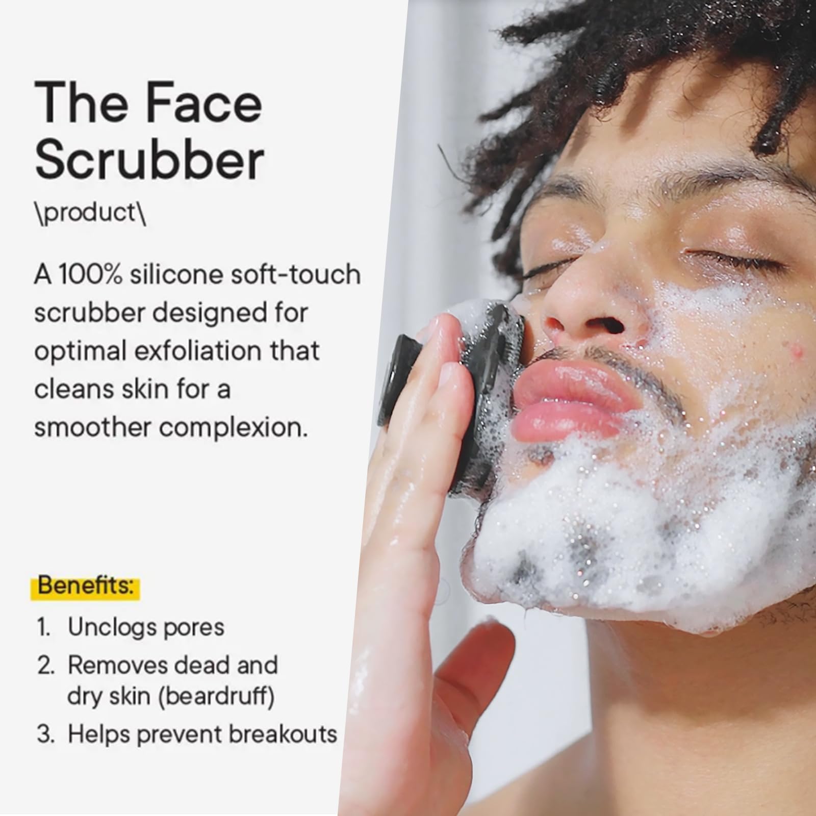 Face Scrubber,Silicone Face Scrubber for Men, Facial Cleansing Brush Silicone Face Wash Brush Manual Waterproof Cleansing Skin Care Face Brushes for Cleansing and Exfoliating (Black)