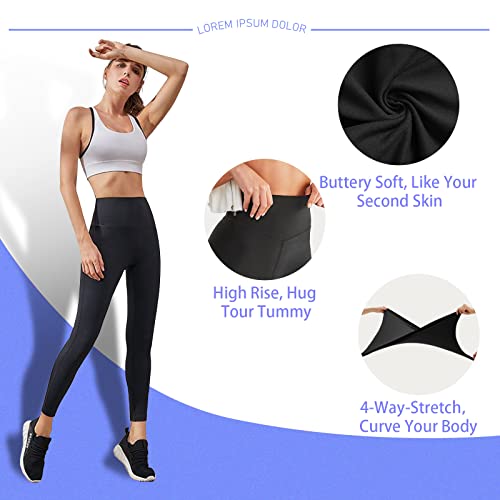 TNNZEET High Waisted Pattern Leggings for Women - Buttery Soft Tummy Control Printed Pants for Workout Yoga Black