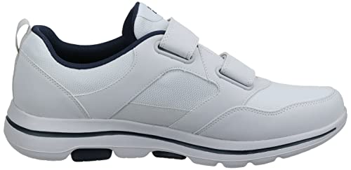 Skechers Men's Gowalk-Athletic Hook and Loop Walking Shoes | Two Strap Sneakers | Air-Cooled Foam, White/Navy, 13