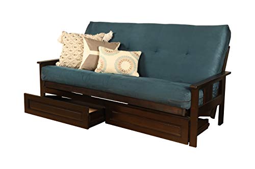 Kodiak Furniture Monterey Full Frame with Suede Fabric Mattress in Espresso/Blue