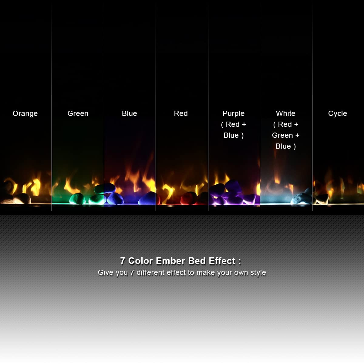 Geniqua 42" Wall/Stand Mounted Electric Fireplace w/Remote Heater LED Multi Flame Timer