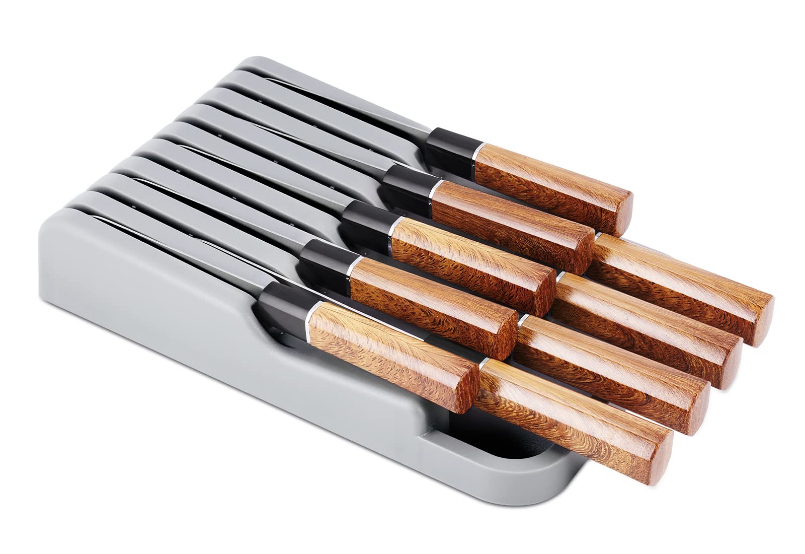 SOMIER In-Drawer Knife Block Kitchen Organizer Tray for Cutlery Drawer Holder Storage, Fit for 9 Knives