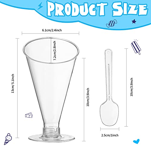 Nuogo 50 Pack Clear Dessert Cups Spoons Mini Dessert Cups Spoons 4oz Plastic Martini Glasses Disposable Dessert Cups Appetizer Cups for Home Gatherings, Events, Parties, Weddings, Serving, Tasting