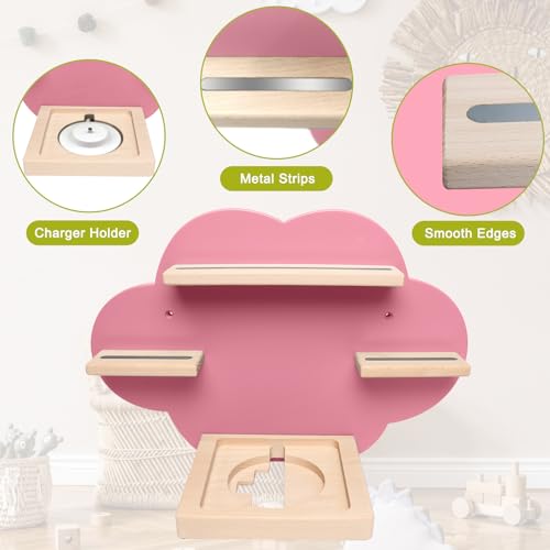 OPERMAXER for TonieBox and Tonie Shelf Cloud, Tonies Storage for Tonie Figures Characters, Floating Shelves Magnetic Wall Shelf for Children Play Room, Charging Station, Pink(3 Pcs)