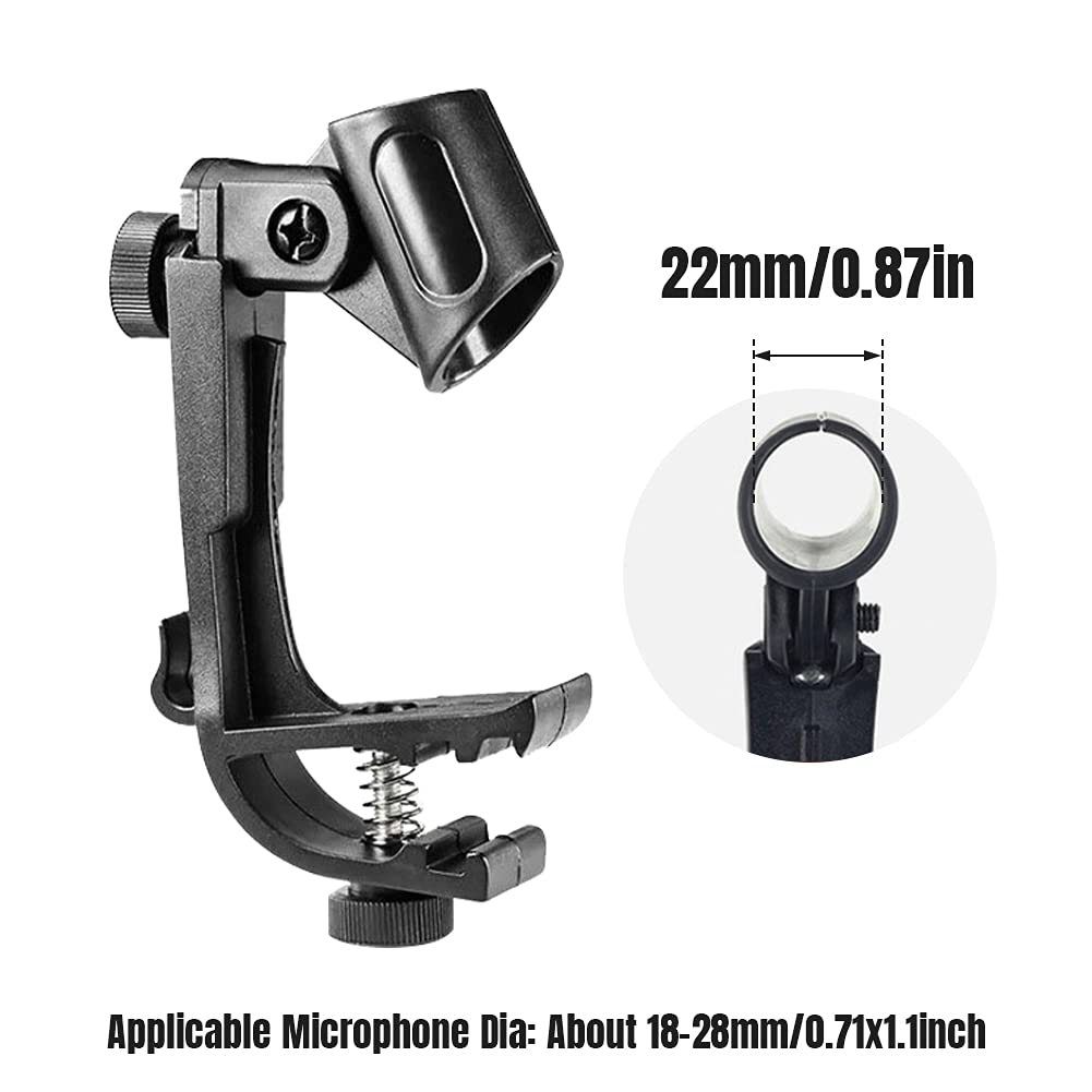 GEZICHTA 2 PCS Drum Adjustable Microphone Holder 180 Degrees Rotation Drum Microphone Clips,Clip Musical Shockproof Snar-e Mount Clamp Instrument Accessories(Black,Size:0.71x1.1inch)