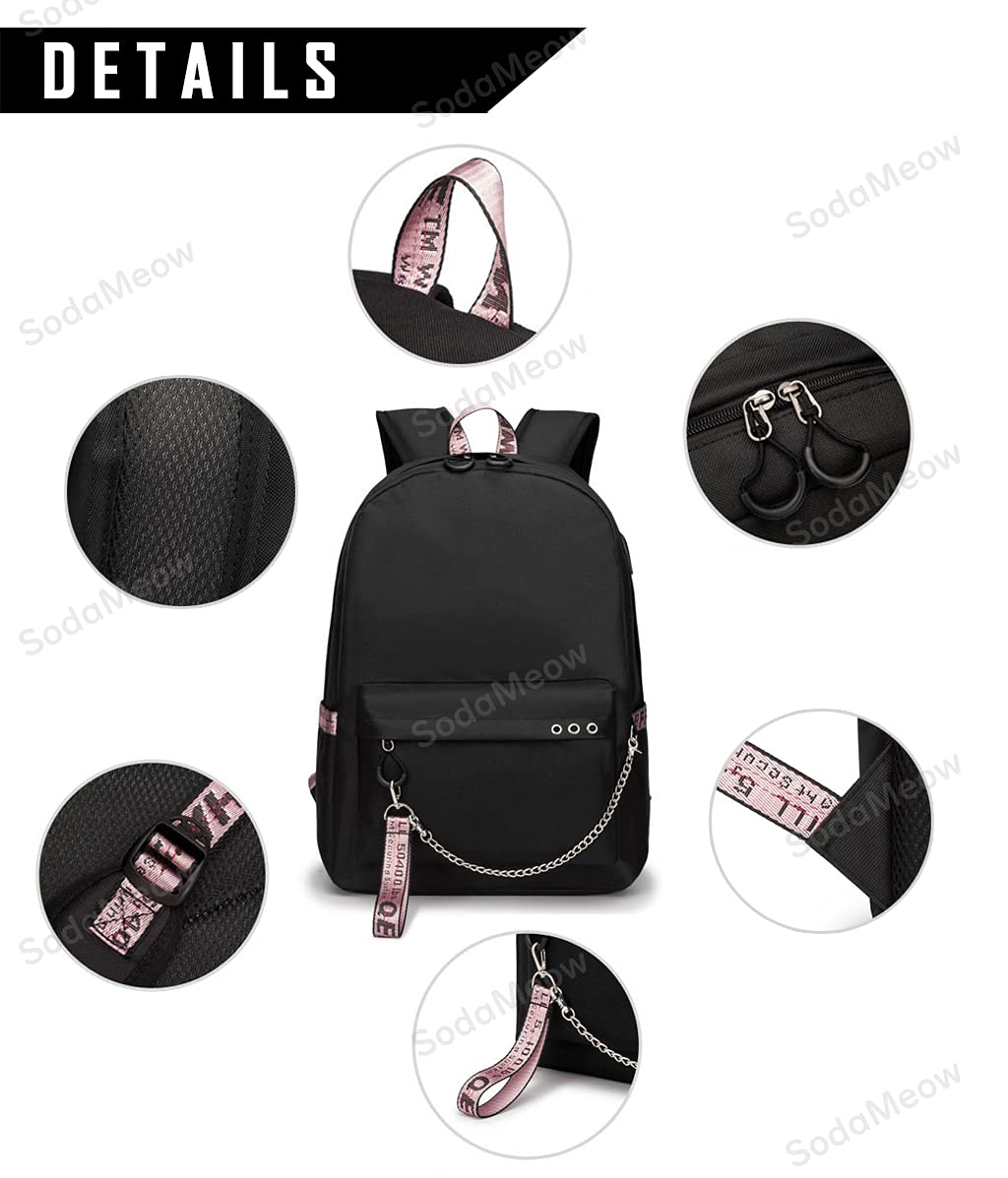 Genshin Impact Backpack Xiao Klee Rucksack Hu Tao Venti Bag with USB Charging Port, Free Keychain (G)