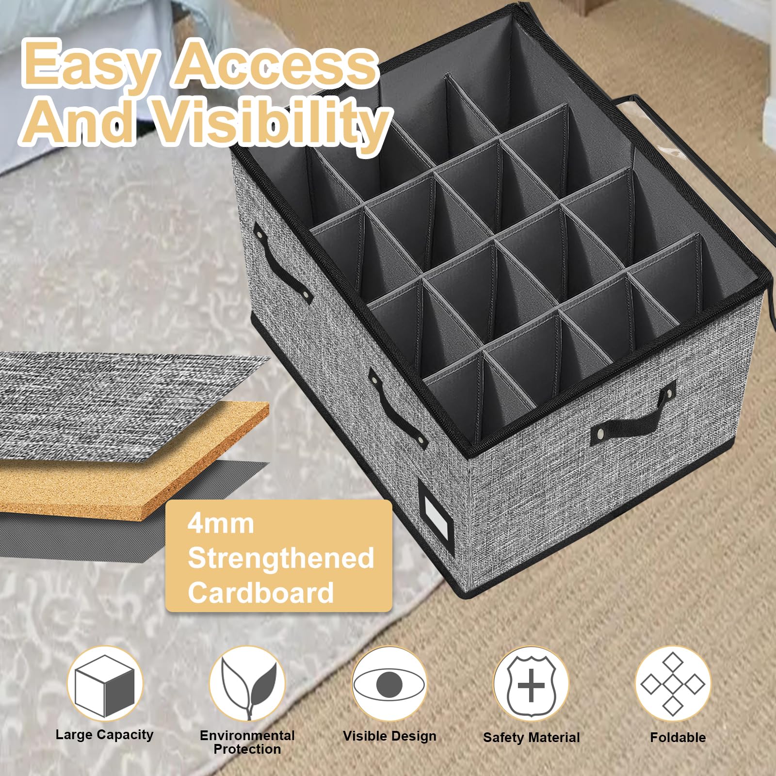 ouruer Shoe Storage Organizer for Closet,Stackable Shoe Storage Boxes for Entryway,Foldable Shoes Rack Organizer,Clear Large Shoe Bin Fits up to 16 Pairs of Low-Top Shoes or 8 Paris of High-Top Shoes